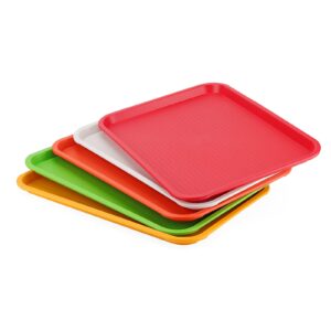 LEXININ 9 PCS 16 x 12 inch Plastic Fast Food Serving Trays, Restaurant Serving Tray Set, Food Serving Tray for Hotel, 9 Colors