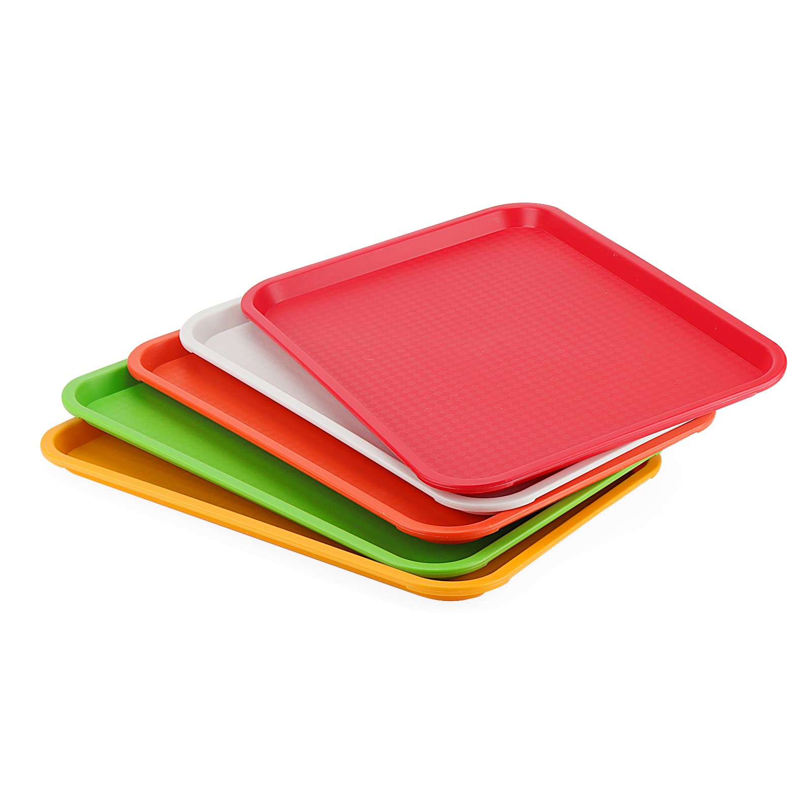 LEXININ 9 PCS 16 x 12 inch Plastic Fast Food Serving Trays, Restaurant Serving Tray Set, Food Serving Tray for Hotel, 9 Colors