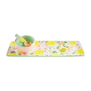 mud pie dip and tray boxed set, lemons, tray 4" x 13"