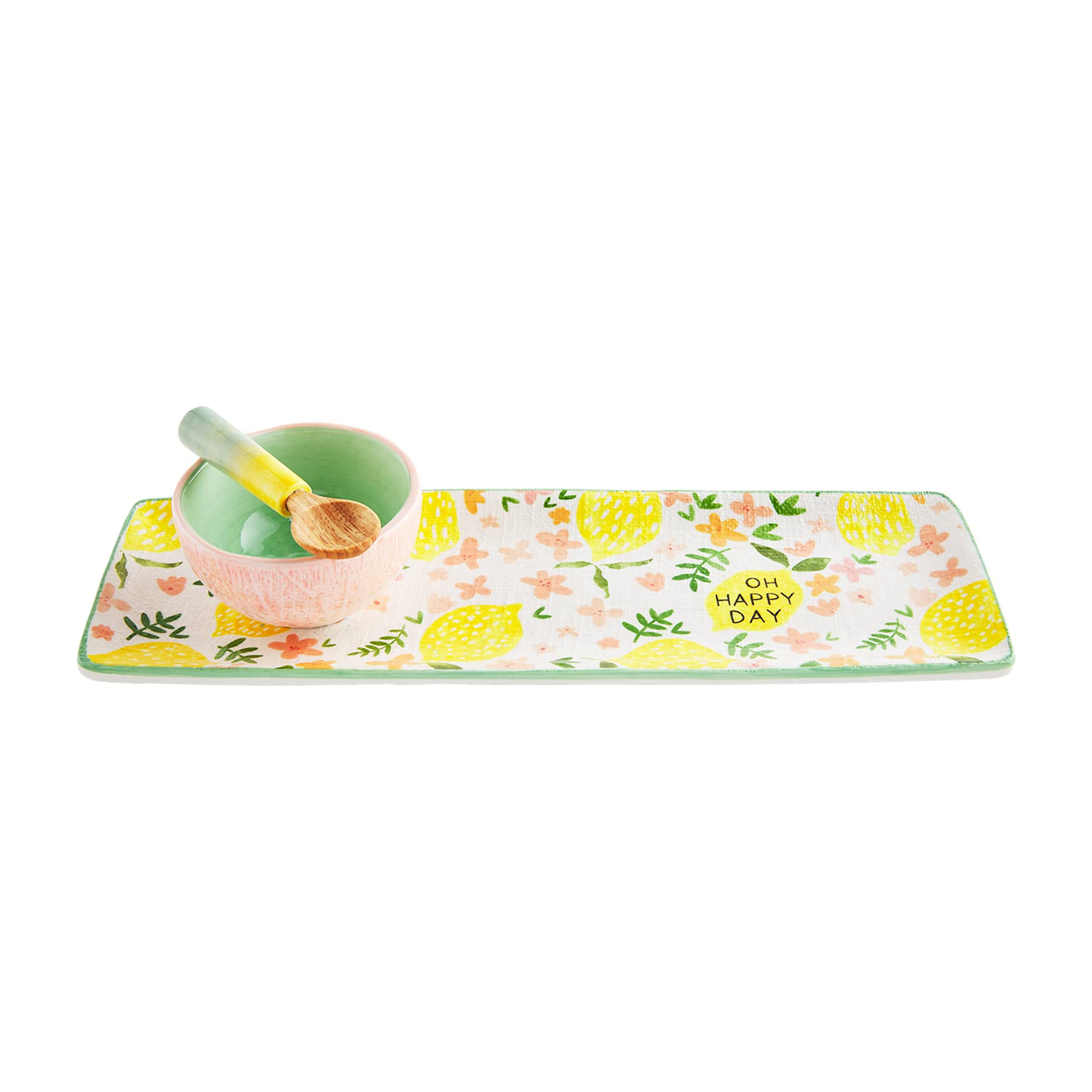 Mud Pie Dip and Tray Boxed Set, Lemons, Tray 4" x 13"