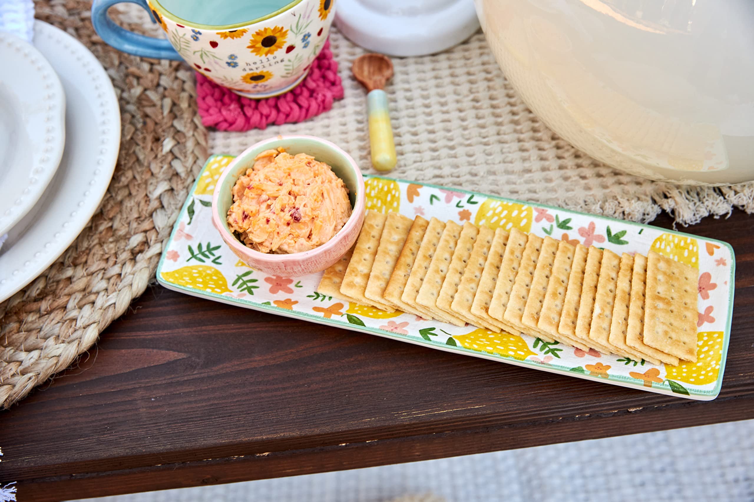 Mud Pie Dip and Tray Boxed Set, Lemons, Tray 4" x 13"