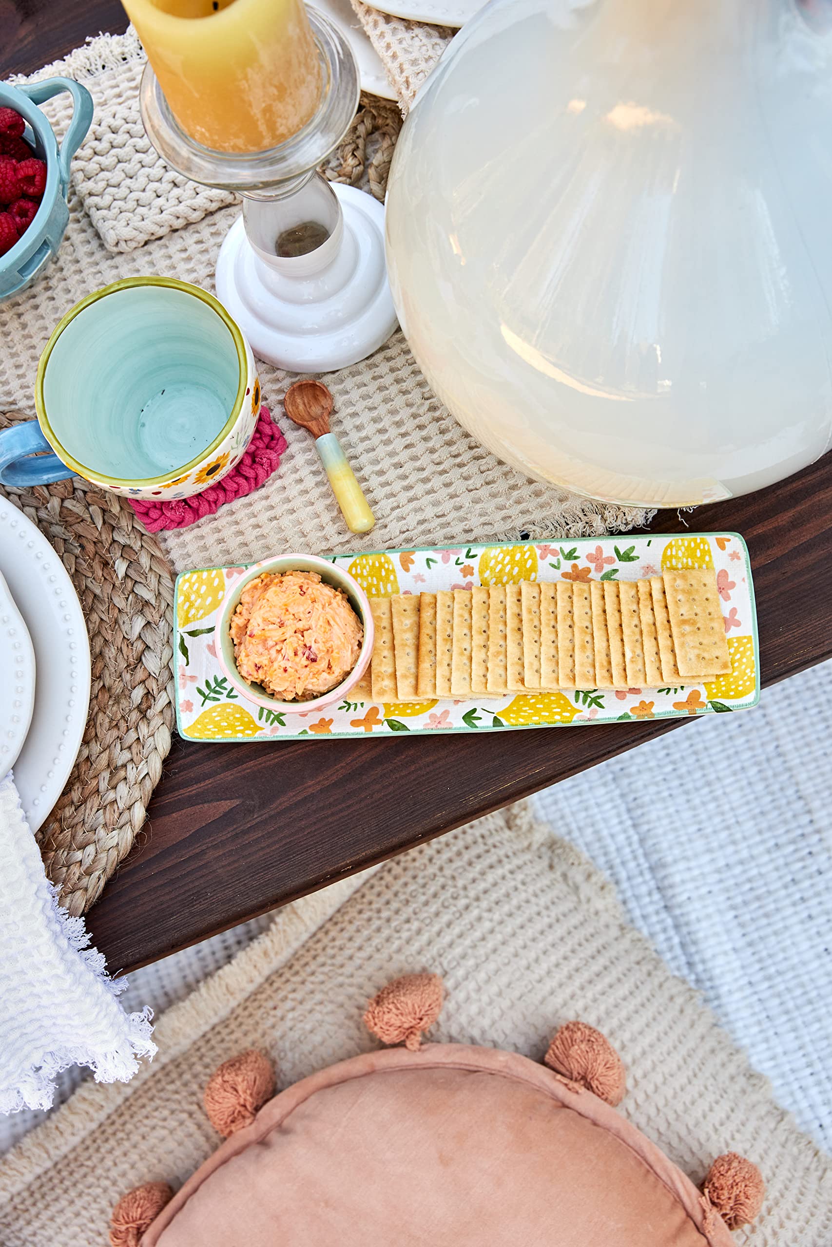 Mud Pie Dip and Tray Boxed Set, Lemons, Tray 4" x 13"