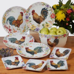 Certified International Floral Rooster Oval Platter 16" x 12", Multicolor