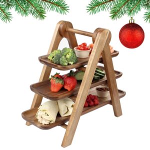 creekview home emporium wooden ladder tiered tray serving platter - a-frame farmhouse tiered tray cupcake display stand