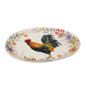 Certified International Floral Rooster Oval Platter 16" x 12", Multicolor