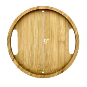 Bam&Boo Natural Bamboo Serving Tray Circular Modern with Handles — Food, Storage, Decor for Breakfast, Parties, Weddings, Picnics — (9”)