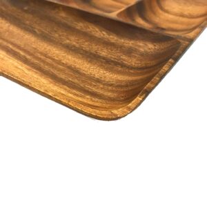 WeTheFounders SDS Handcrafted Acacia Wood Platter and Tray Perfect for Snacks Hummus Dip and Salsa Appetizer Server with 4 Sections, 11" x 1"H