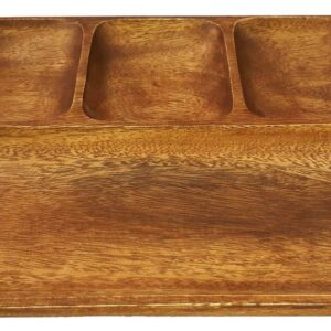 WeTheFounders SDS Handcrafted Acacia Wood Platter and Tray Perfect for Snacks Hummus Dip and Salsa Appetizer Server with 4 Sections, 11" x 1"H