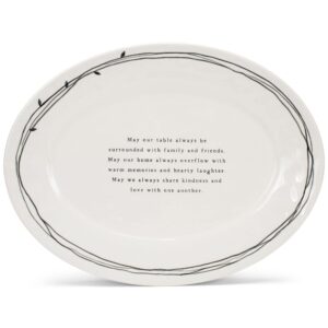 demdaco family blessings black and white 17 x 13 glossy ceramic stoneware platter