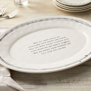 DEMDACO Family Blessings Black and White 17 x 13 Glossy Ceramic Stoneware Platter