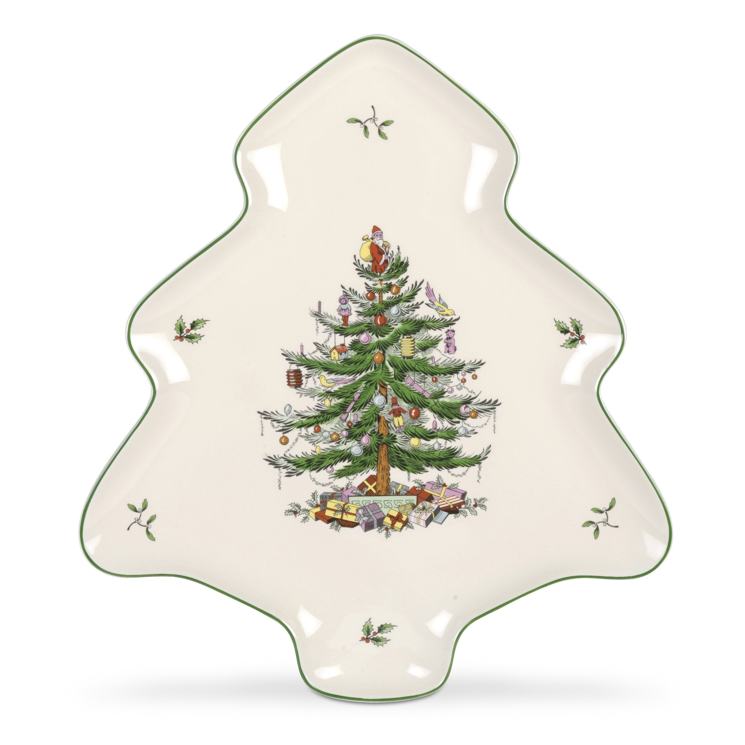 Spode Christmas Tree-Shaped Platter, 14 – Inch Tree Shaped Serving Plate, made of Fine Earthenware, Perfect for Holiday Display and Christmas Gift