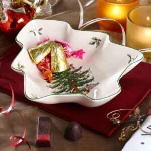 Spode Christmas Tree-Shaped Platter, 14 – Inch Tree Shaped Serving Plate, made of Fine Earthenware, Perfect for Holiday Display and Christmas Gift