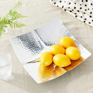 KINDWER Hammered Stainless 4-Section Square Tray, 12-Inch, Silver