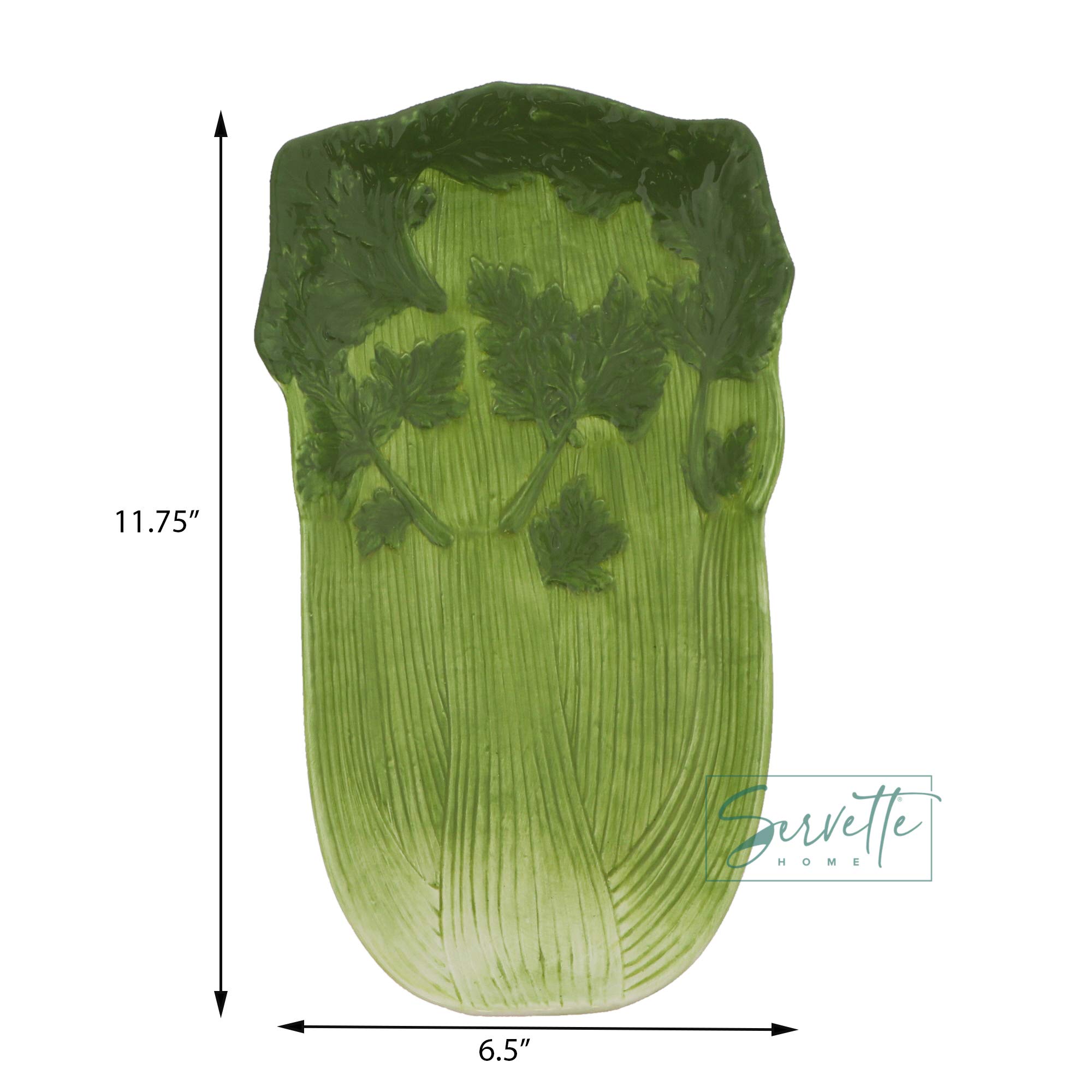 Rectangular Ceramic Serving Platter Vegetable Themed - Celery