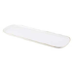 santa barbara design studio table sugar ceramic serving platter, 5" x 14", white/gold