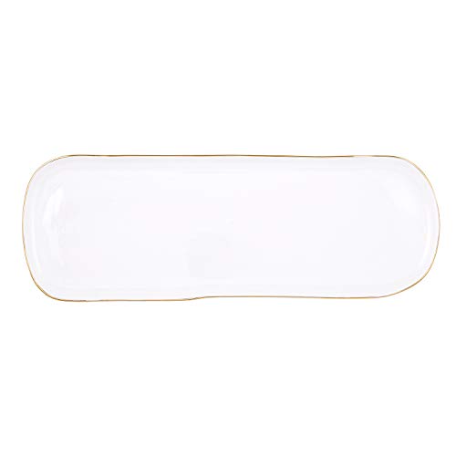 Santa Barbara Design Studio Table Sugar Ceramic Serving Platter, 5" x 14", White/Gold