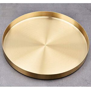 zodifevi gold round trays, 12 inch large round gold serving tray, gold tray decorative, gold serving tray, decorative tray for jewelry, makeup, candle, toiletry, kitchen tableware, bar, cafe (large)