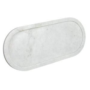 bloomingville modern oval marble serving raised edge, white tray