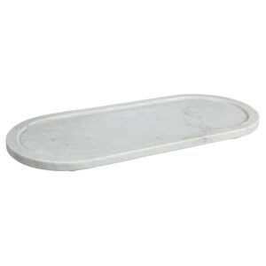 Bloomingville Modern Oval Marble Serving Raised Edge, White Tray