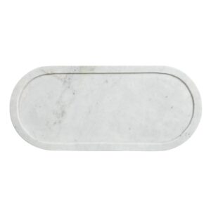 Bloomingville Modern Oval Marble Serving Raised Edge, White Tray