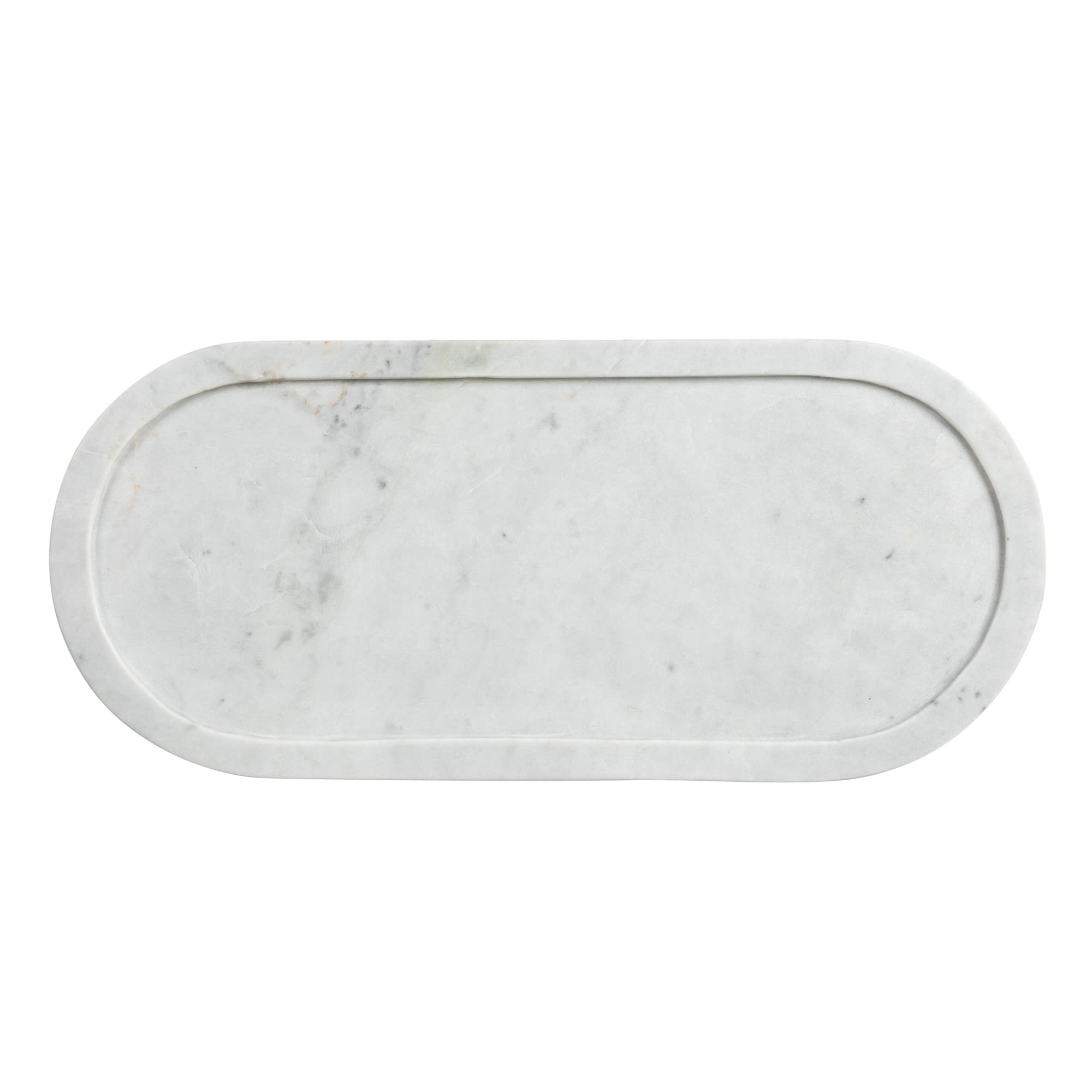 Bloomingville Modern Oval Marble Serving Raised Edge, White Tray