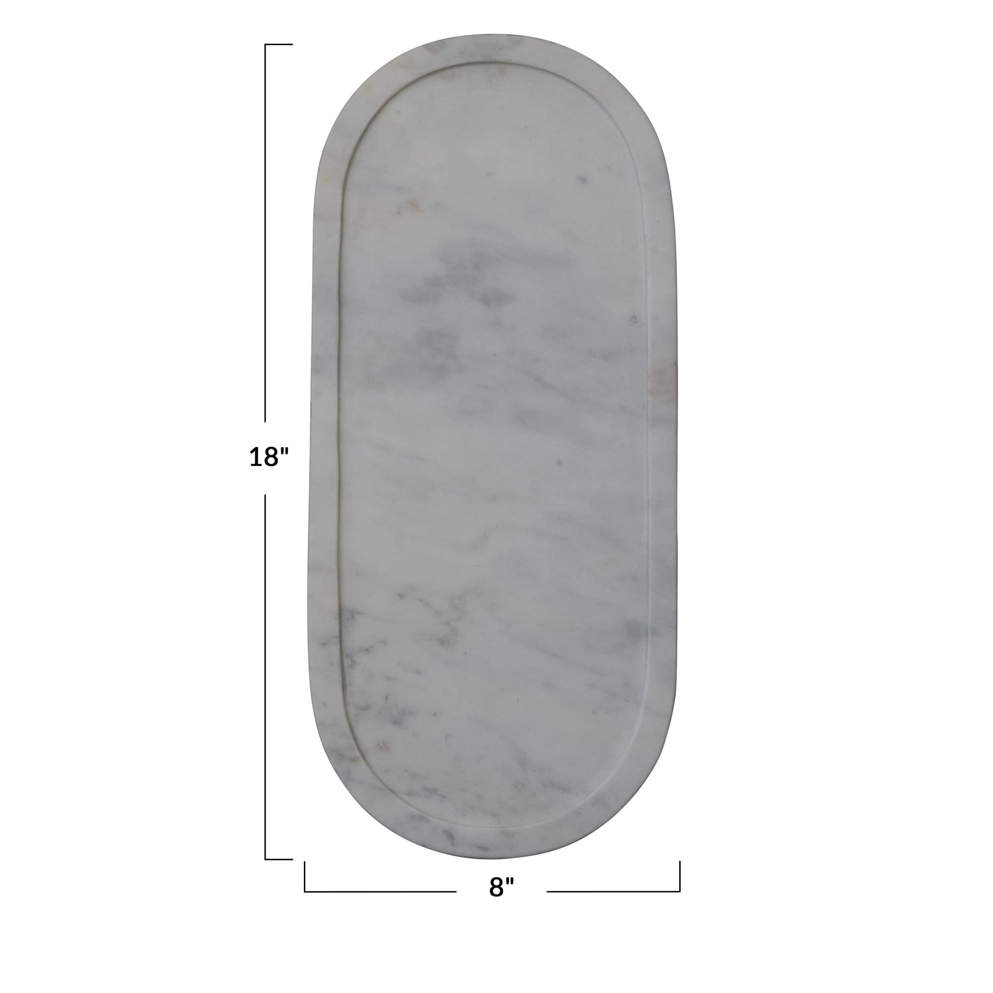 Bloomingville Modern Oval Marble Serving Raised Edge, White Tray