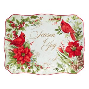 certified international winter's medley rectangular platter, 16" x 12"