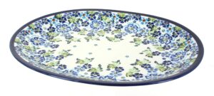 blue rose polish pottery vintage violet large serving platter