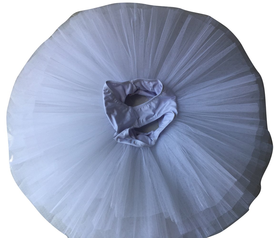 WOOSUN Women Professional Ballet Tutu Skirt 5 Layers Hard Organdy Platter Dance Pancake Tutus Skirts White