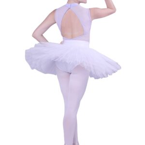 WOOSUN Women Professional Ballet Tutu Skirt 5 Layers Hard Organdy Platter Dance Pancake Tutus Skirts White