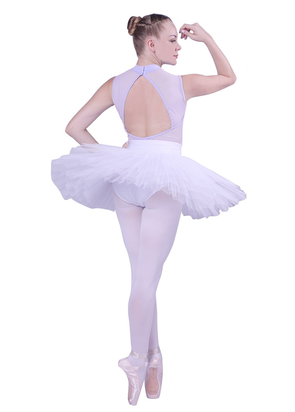 WOOSUN Women Professional Ballet Tutu Skirt 5 Layers Hard Organdy Platter Dance Pancake Tutus Skirts White