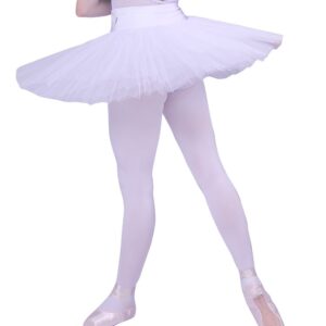 WOOSUN Women Professional Ballet Tutu Skirt 5 Layers Hard Organdy Platter Dance Pancake Tutus Skirts White