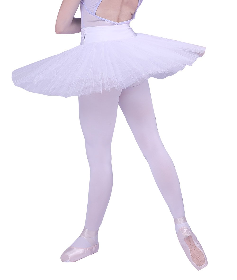 WOOSUN Women Professional Ballet Tutu Skirt 5 Layers Hard Organdy Platter Dance Pancake Tutus Skirts White