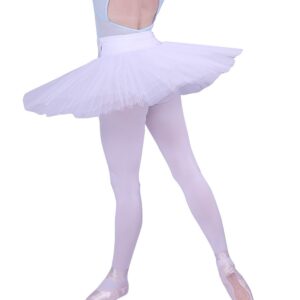 WOOSUN Women Professional Ballet Tutu Skirt 5 Layers Hard Organdy Platter Dance Pancake Tutus Skirts White