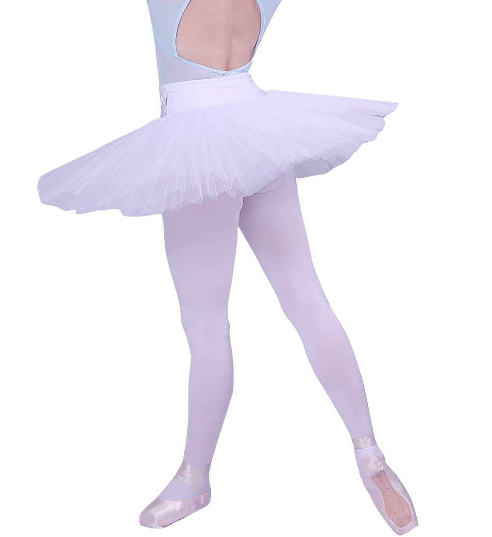 WOOSUN Women Professional Ballet Tutu Skirt 5 Layers Hard Organdy Platter Dance Pancake Tutus Skirts White