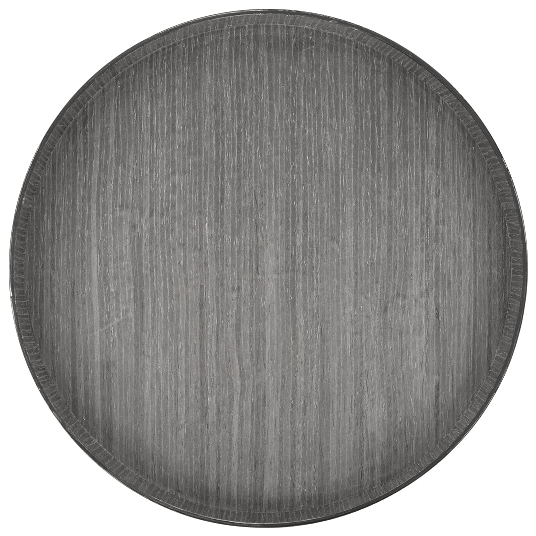 Koyal Wholesale Faux Wood Round Decorative Tray Rustic Wood Tray for Kitchen Counter, Driftwood Gray, 1-Pack