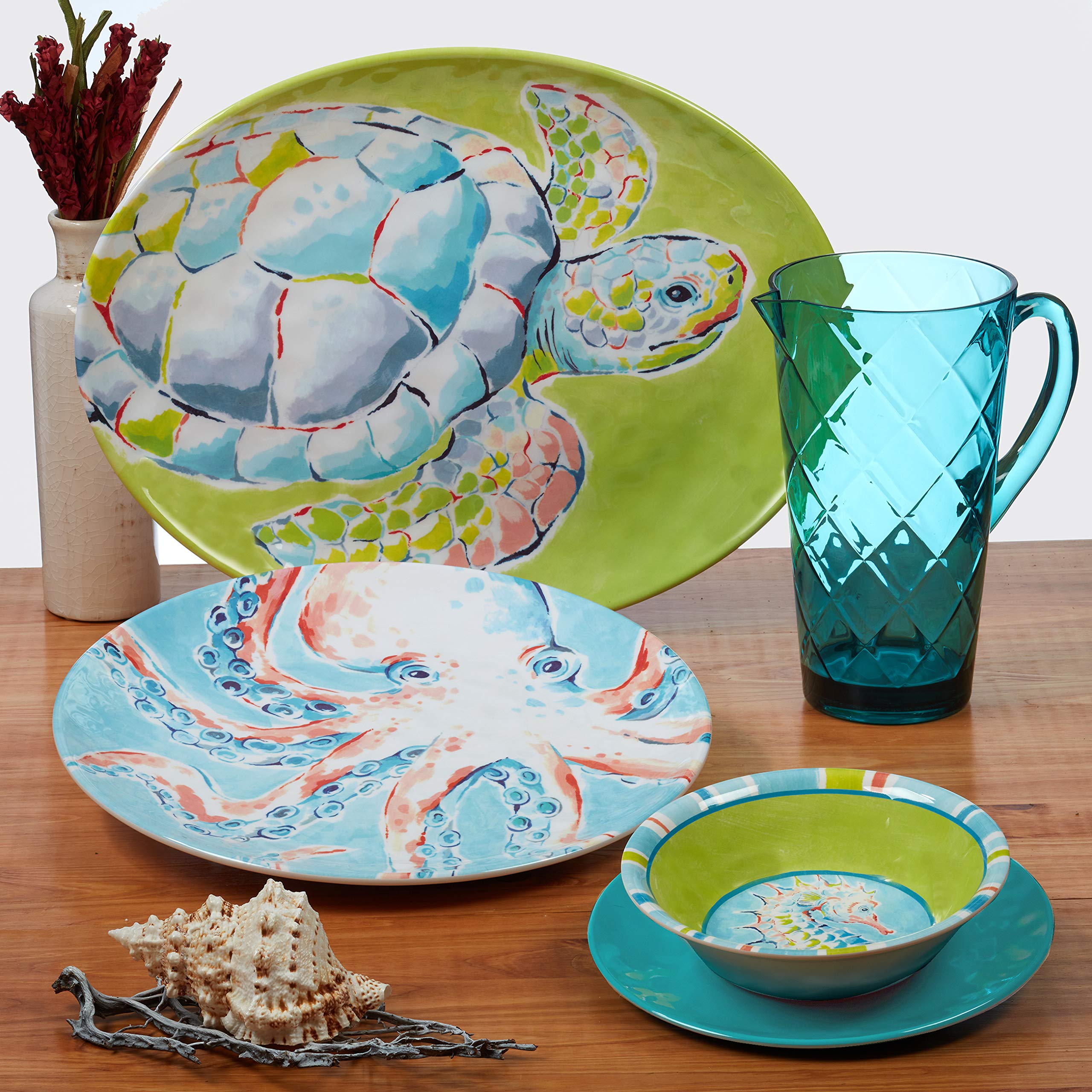 Certified International Deep Sea 2 pc Melamine Platter Serving Set, Multicolor