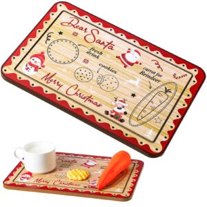 santa cookie plate dear santa christmas cookies plate christmas treat santa tray wooden tray plate platter mat wood plates christmas decorations for kids christmas supplies (chic rectangular)