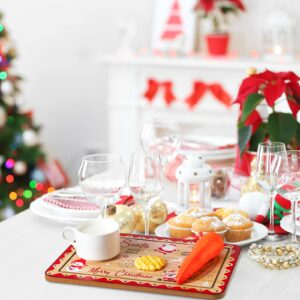 Santa Cookie Plate Dear Santa Christmas Cookies Plate Christmas Treat Santa Tray Wooden Tray Plate Platter Mat Wood Plates Christmas Decorations for Kids Christmas Supplies (Chic Rectangular)