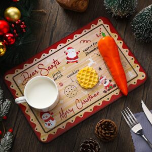 Santa Cookie Plate Dear Santa Christmas Cookies Plate Christmas Treat Santa Tray Wooden Tray Plate Platter Mat Wood Plates Christmas Decorations for Kids Christmas Supplies (Chic Rectangular)