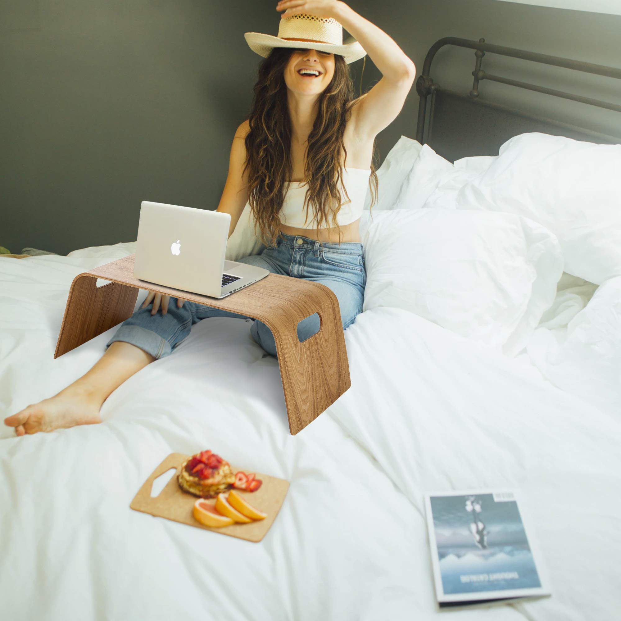 IMPULSE! Copenhagen Wood Laptop Tray, Bed Tray, Natural - Perfect for Work, Breakfast, Dinner, Reading, iPad use, and Entertainment Enjoyment