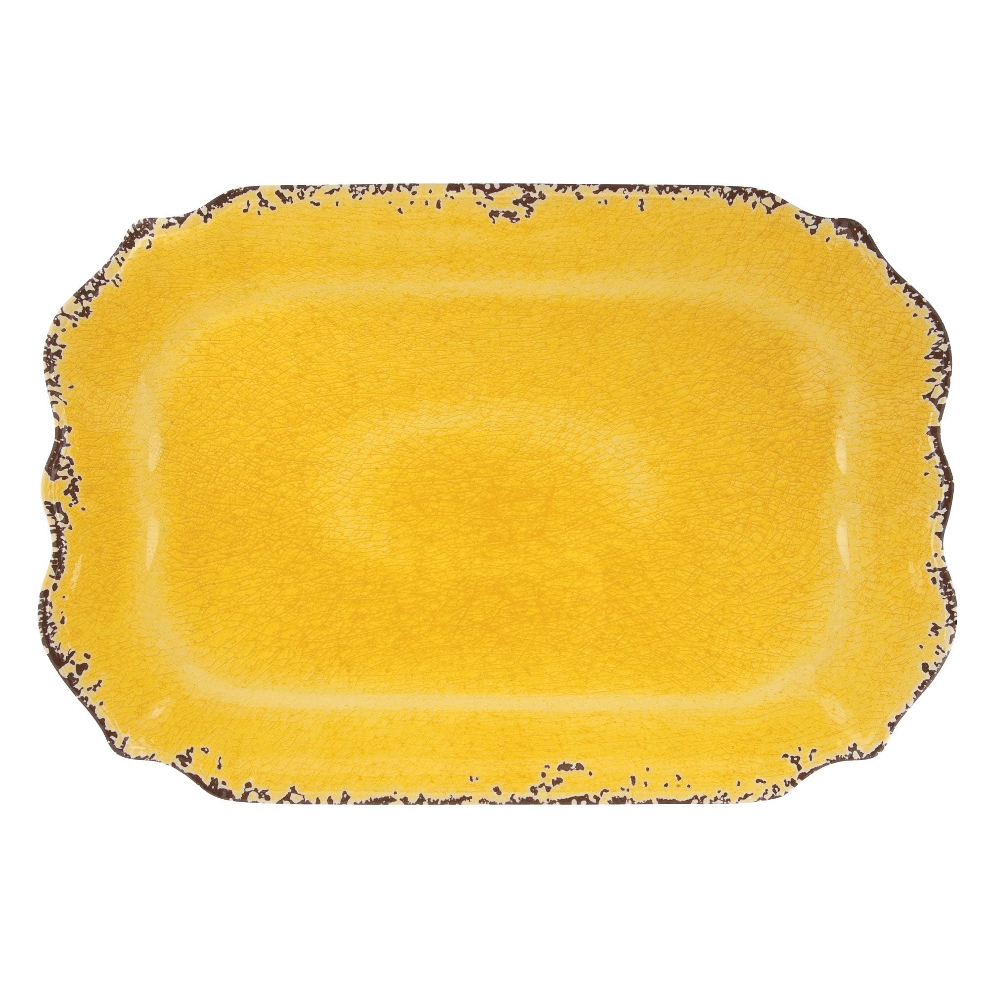 Supreme Housewares 20 Inch Melamine Serving Tray Serving Platter Rectangular Tray BPA-Free Large Tray for Charcuterie, Food, Fruit, Snack, and Dessert (Crackle, Yellow)