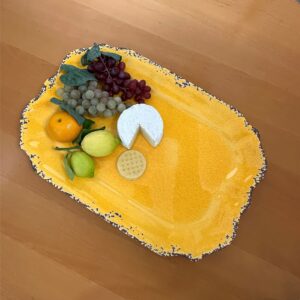 Supreme Housewares 20 Inch Melamine Serving Tray Serving Platter Rectangular Tray BPA-Free Large Tray for Charcuterie, Food, Fruit, Snack, and Dessert (Crackle, Yellow)