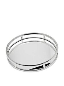 godinger decorative tray, perfume tray, vanity tray, round home decor tray - aspen collection, silver, 19"