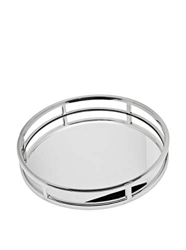 Godinger Decorative Tray, Perfume Tray, Vanity Tray, Round Home Decor Tray - Aspen Collection, Silver, 19"