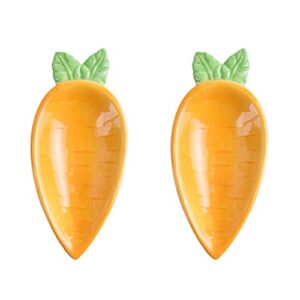 upkoch veggie platter 2pcs ceramic carrot shape dishes dipping bowls appetizer plates sauce platter dinnerware kids cutlery