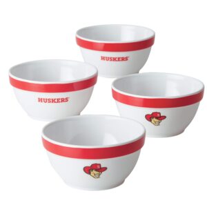 college kitchen collection nebraska cornhuskers serving party bowls / mixing bowls set / food appetizer serveware - 4 piece, white