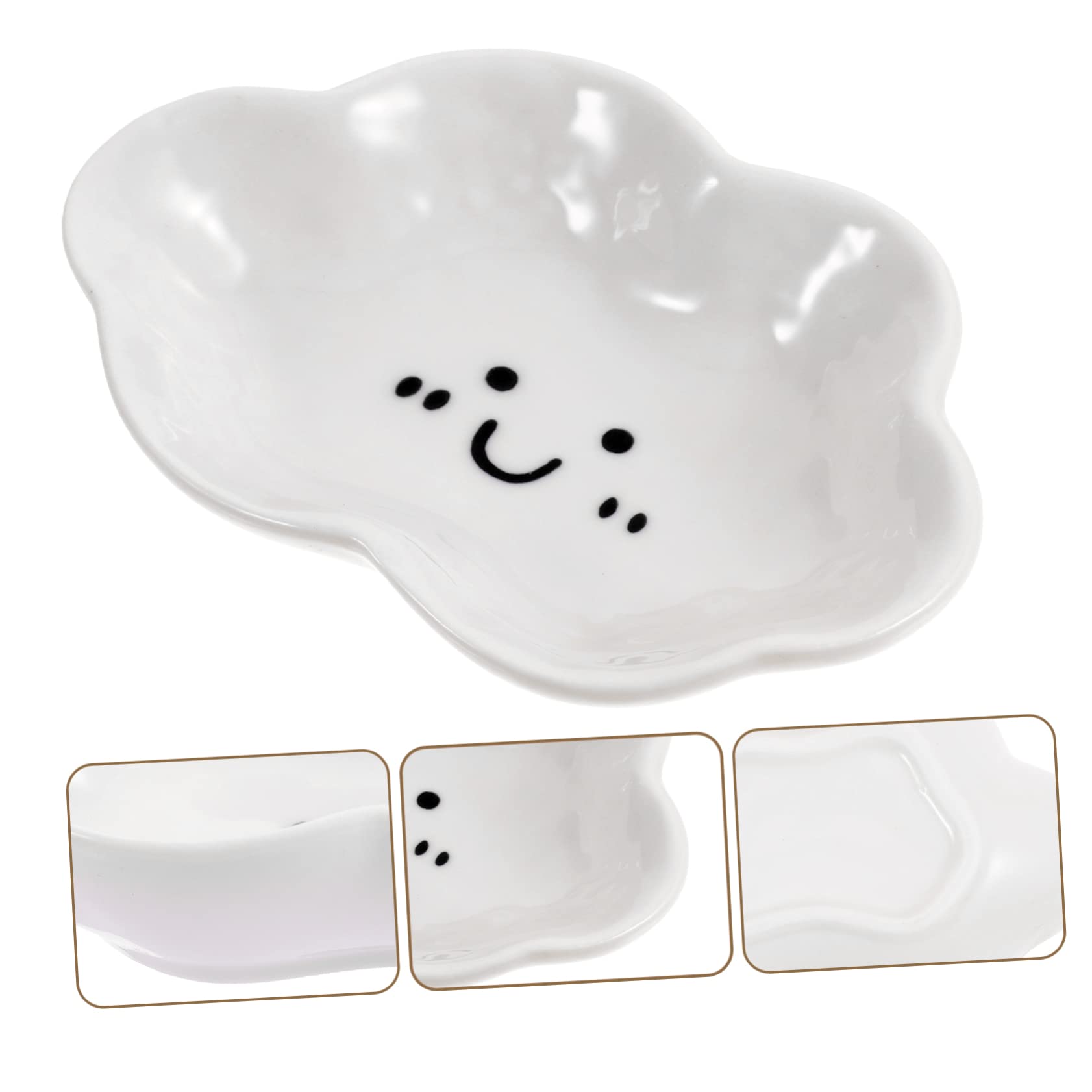 Cabilock 2pcs Dining Use Convenient Dish Ramekins Restaurant Bowls Candy Ketchup Dip Sish Appetizer Bowl Japanese Chinese for Holder Shape Plates Porcelain Shaped Snack Sauce Side Soy