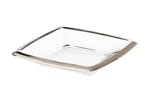 barski - european glass - 11" diameter - serving tray - platter - with platinum rim - made in europe