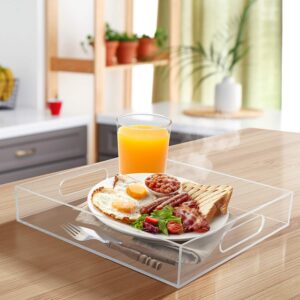 Sorbus Acrylic Serving Tray with Handles - Serving Coffee, Appetizer, Breakfast, Butler-Kitchen Countertop - Decorative Makeup Drawer Organizer - Vanity Table - Ottoman (12" x 16")